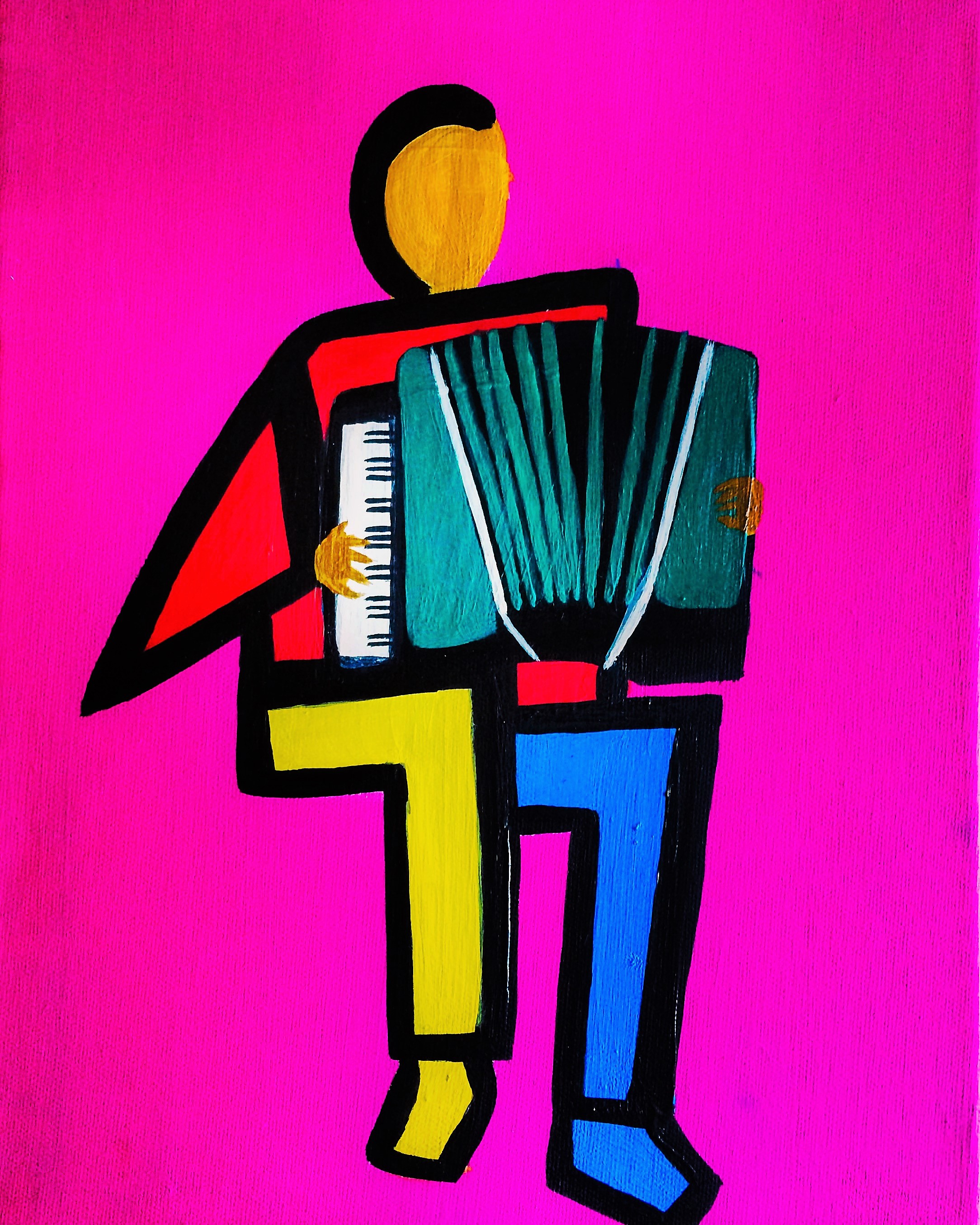 Geometric Musicians in Acrylics on Canvas – Geraldine Fidelma Art